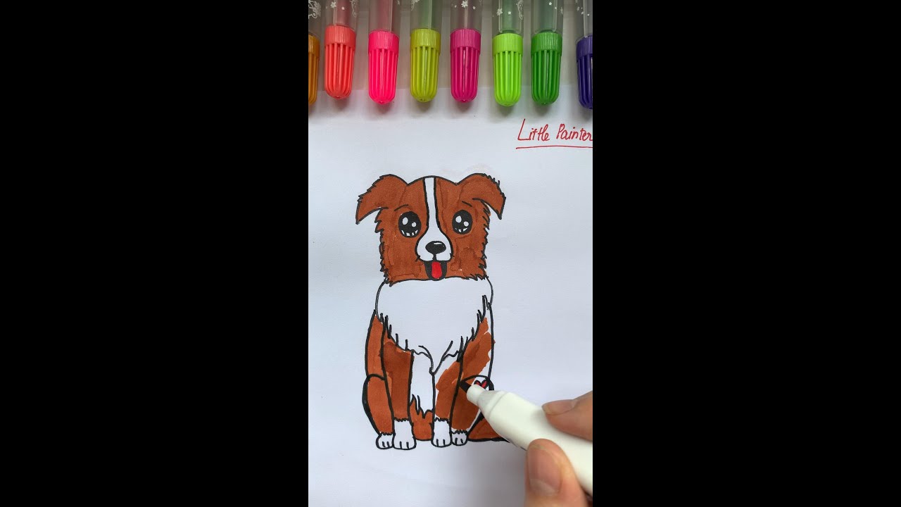 Colorful Dog Drawing with Pastel Pens | Relaxing Art Process - YouTube
