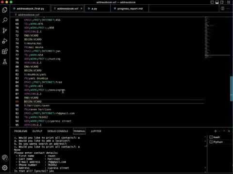 Address book (vcf) Project using Python - YouTube