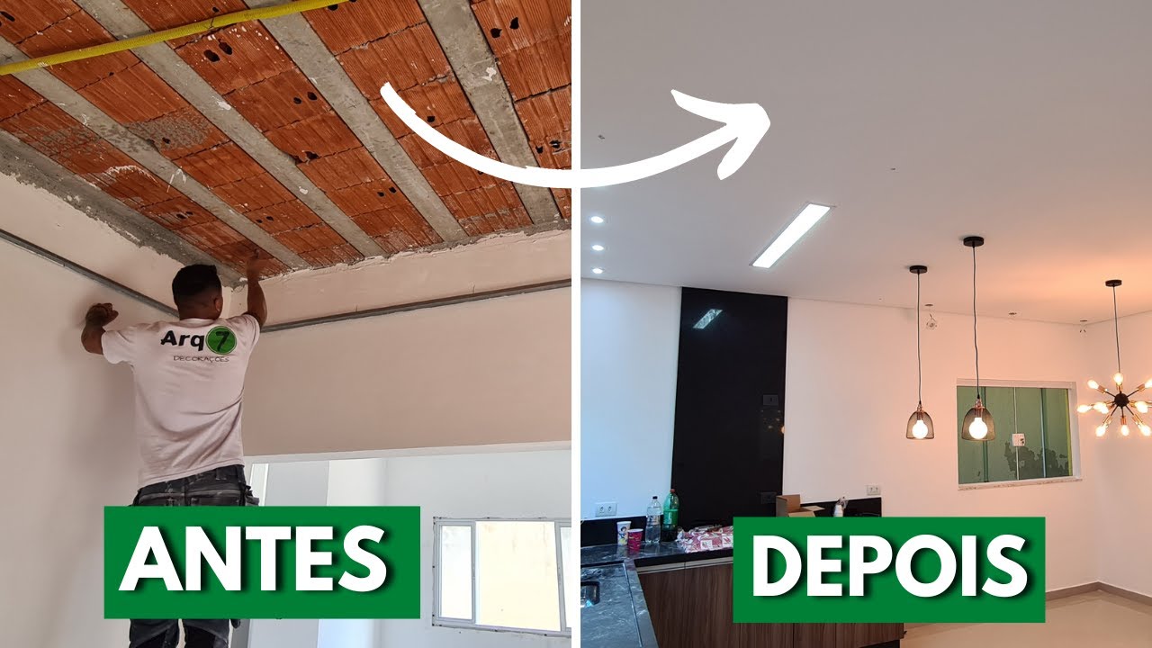 OLHA COMO FICOU O TETO FORRO DE GESSO DEPOIS DE PRONTO - YouTube