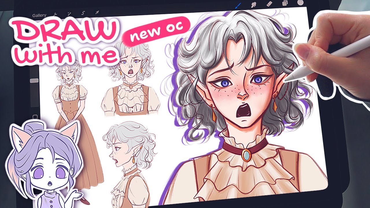Sketching and Rendering my New OC | Draw with me - YouTube