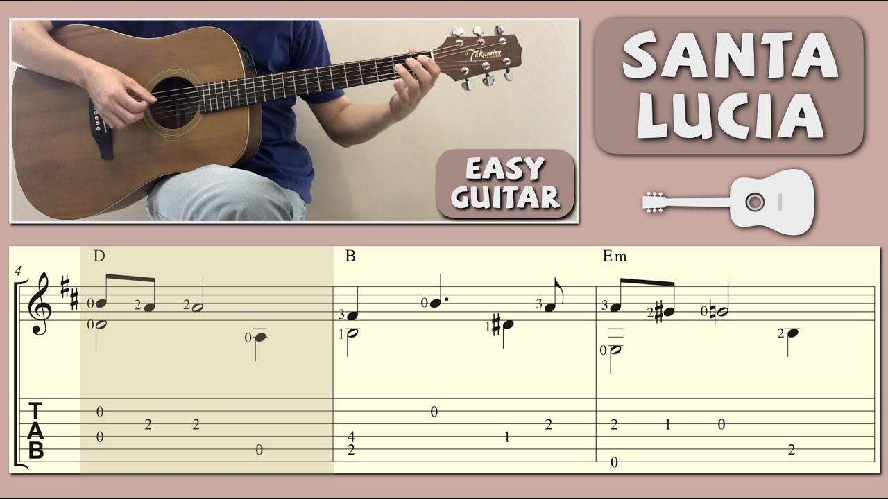 Santa Lucia / Traditional (Easy Guitar) [Notation + TAB] - YouTube