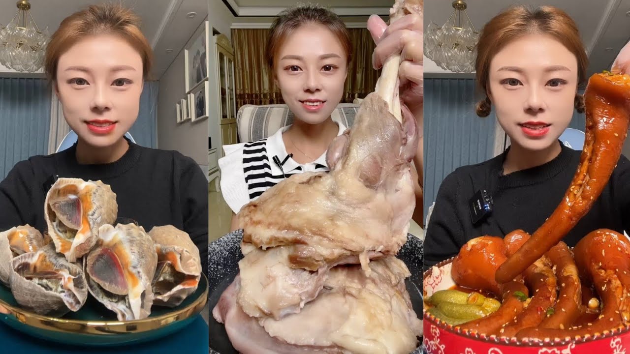 Mukbang #104:Eat sea conch large leg of lamb boil pog tails belly # ...