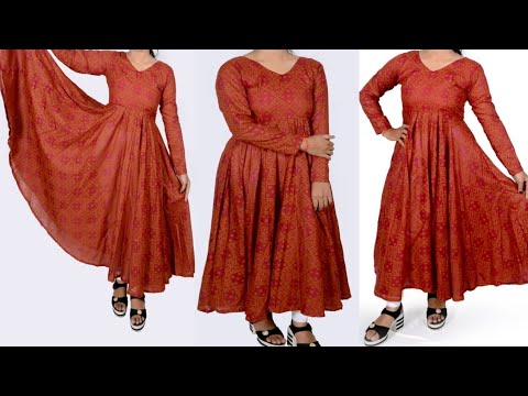 Anarkali kurti/dress cutting and stitching..anarkali dress cutting and ...