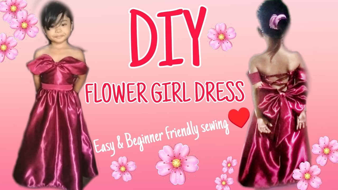DIY FLOWER GIRL DRESS | BEGINNER SEWING | PORTABLE SEWING MACHINE - YouTube