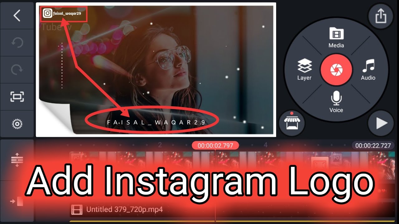How to Add Instagram Logo with name | Long space name Editing in video ...