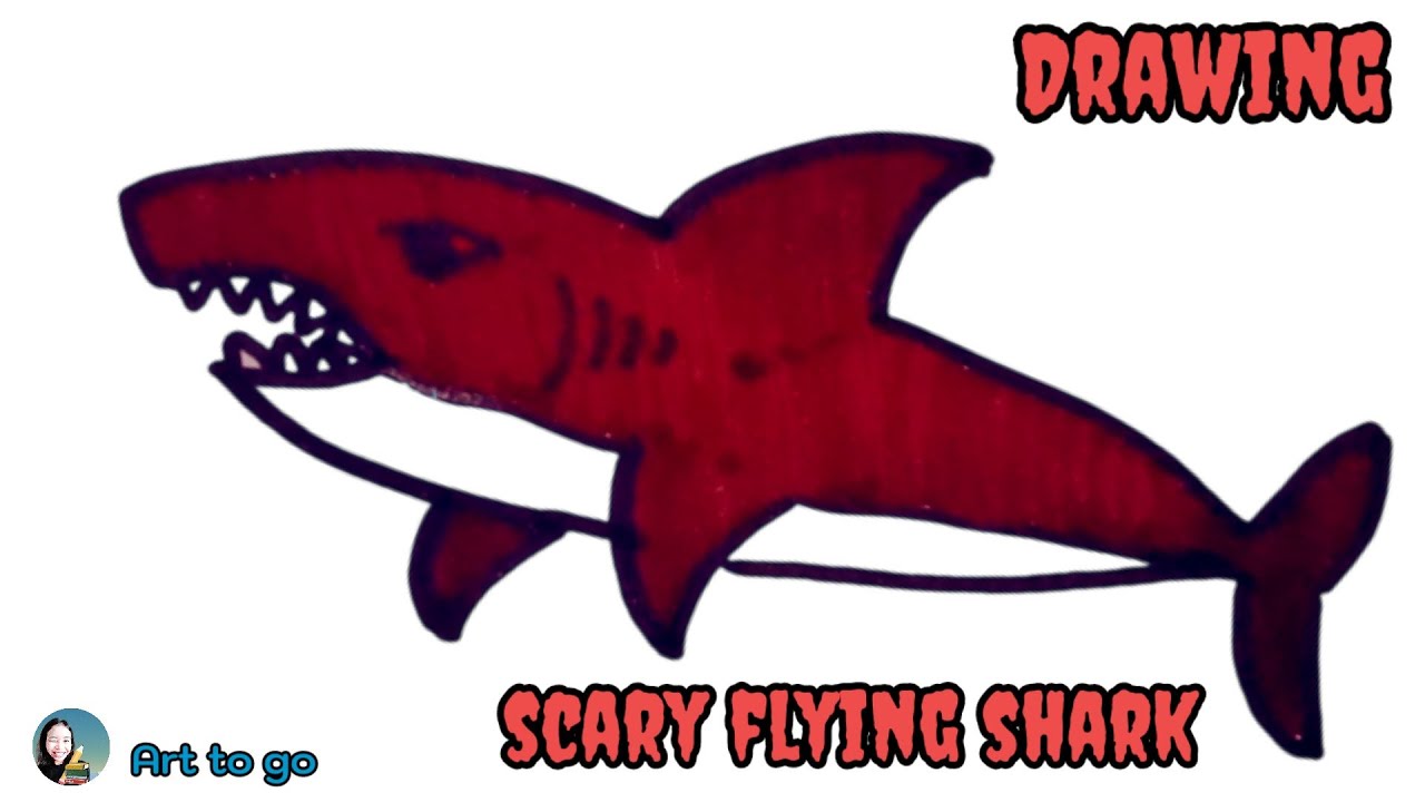 How to draw a scary flying shark. Draw shark.|Art to go - YouTube