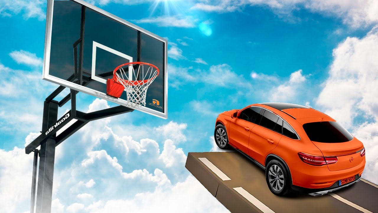 Cars jumping into BASKETBALL HOOP | BeamNG Drive - YouTube