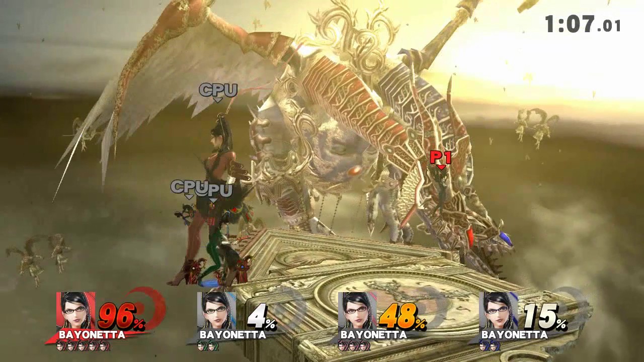 Giant Bayonetta Battle On SSB4 - YouTube