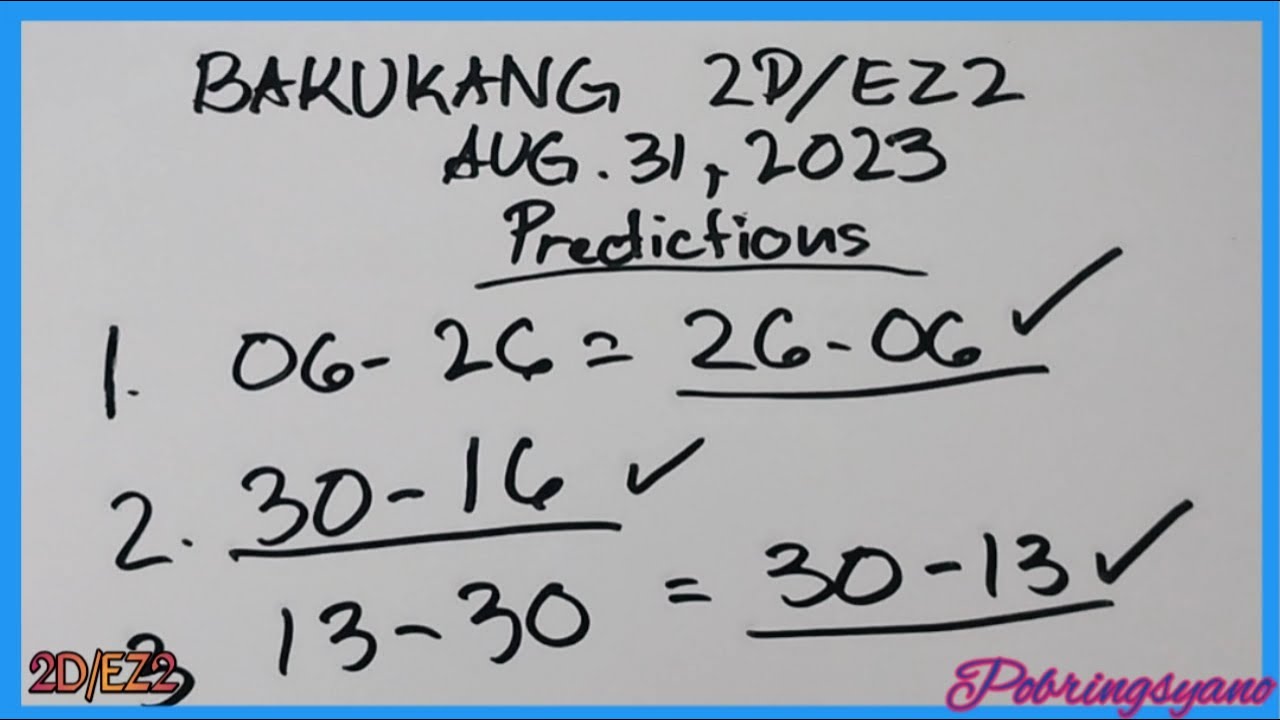 BAKUKANG 2D OR EZ2 PREDICTIONS AUGUST 31, 2023 - YouTube