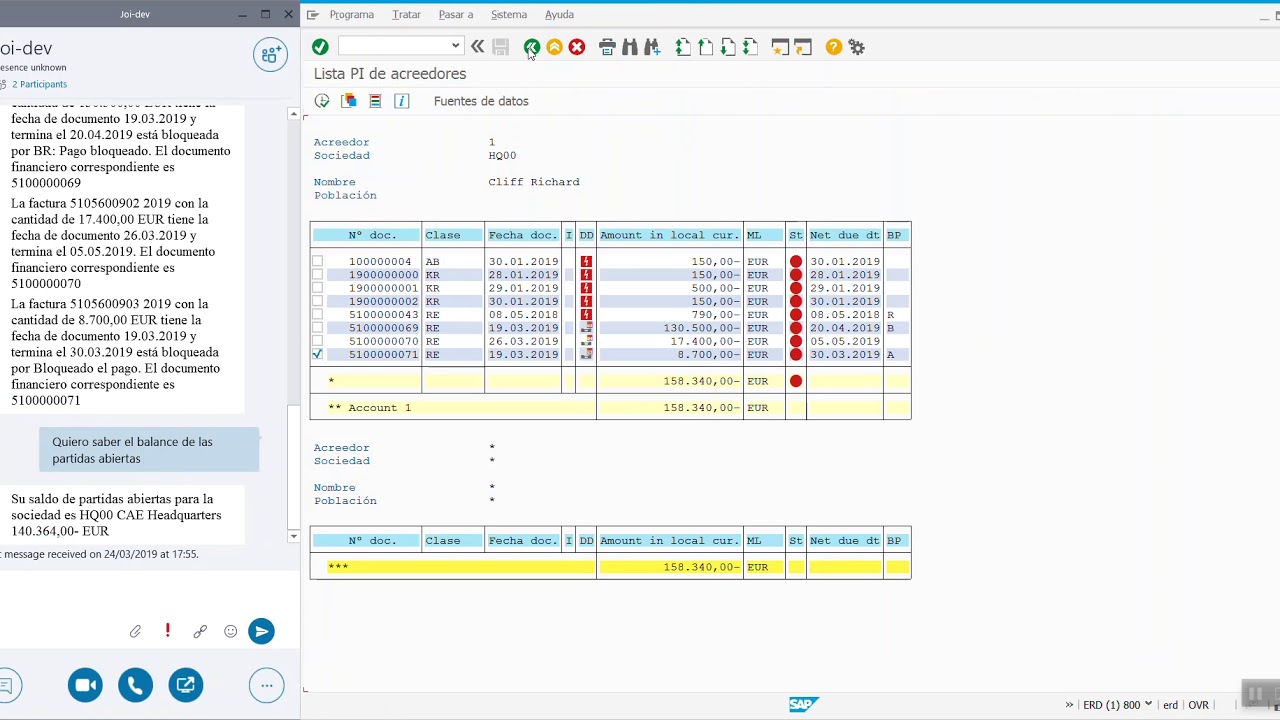 SAP IA Conversacional para SAP ERP On Premise – Las partidas abiertas ...