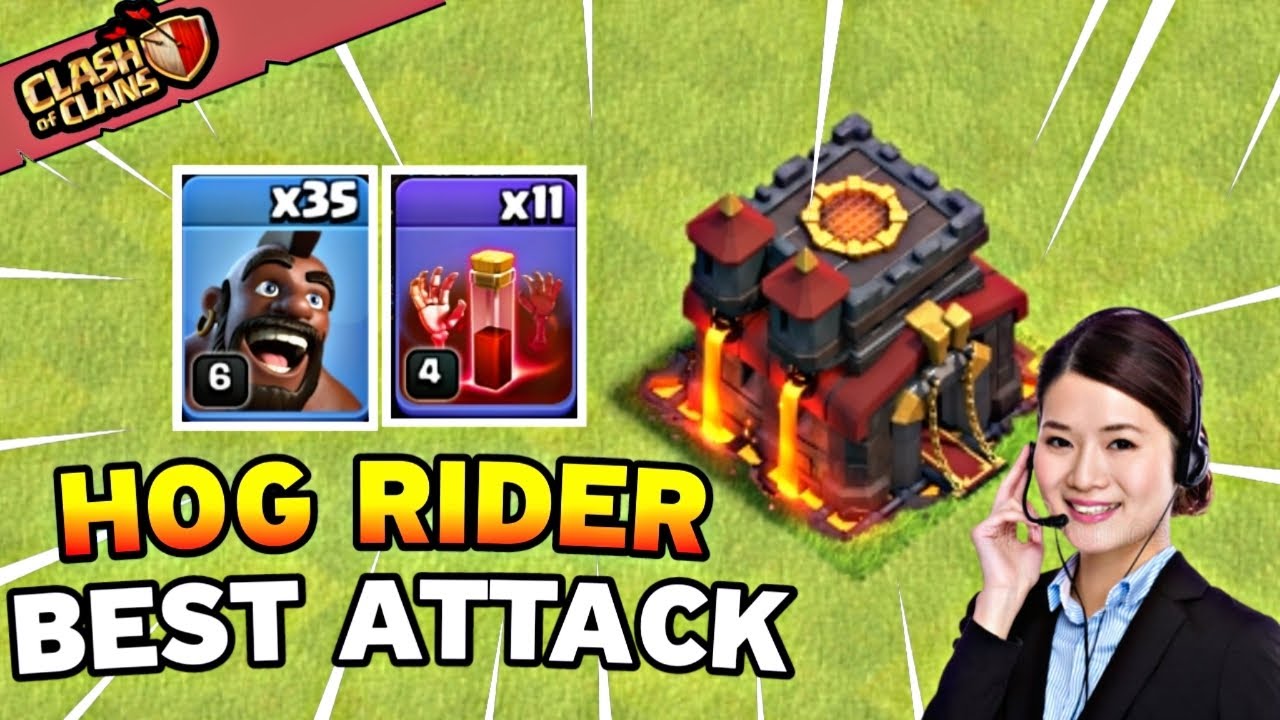 TH 10 Hog Right x35 skeleton Spells x11 Best Attack Strategy clashofclans - YouTube