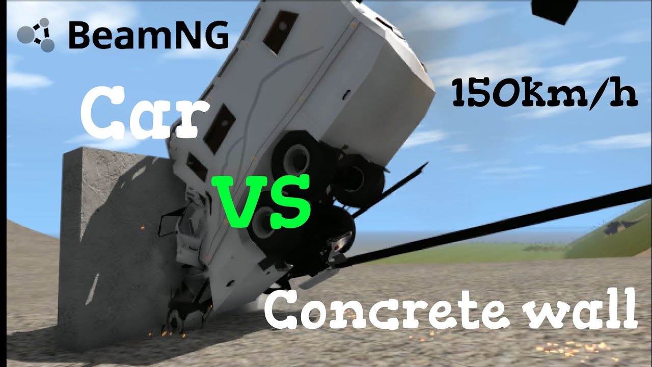 Cars vs Concrete wall BeamNG drive - YouTube
