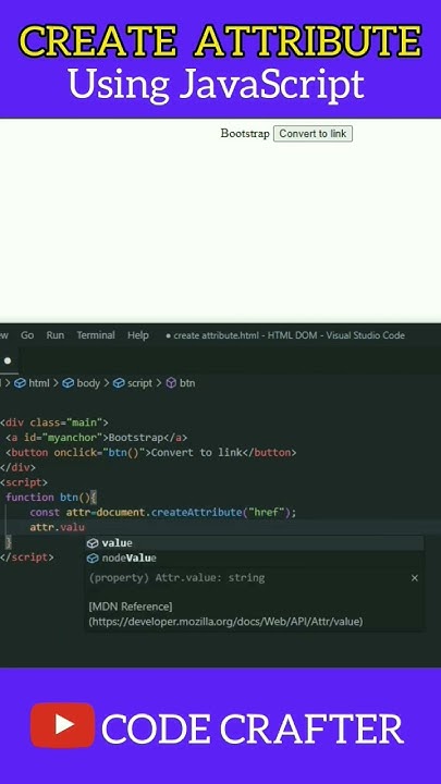 Create Attribute Using Javascript Coding Shorts Shortvideo Youtube