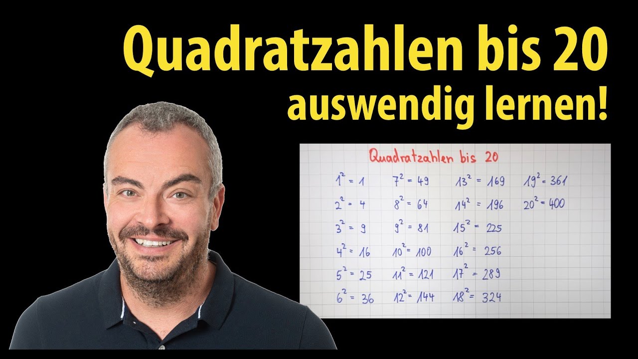 Quadratzahlen bis 20 - Die muss du auswendig lernen! | Lehrerschmidt - YouTube