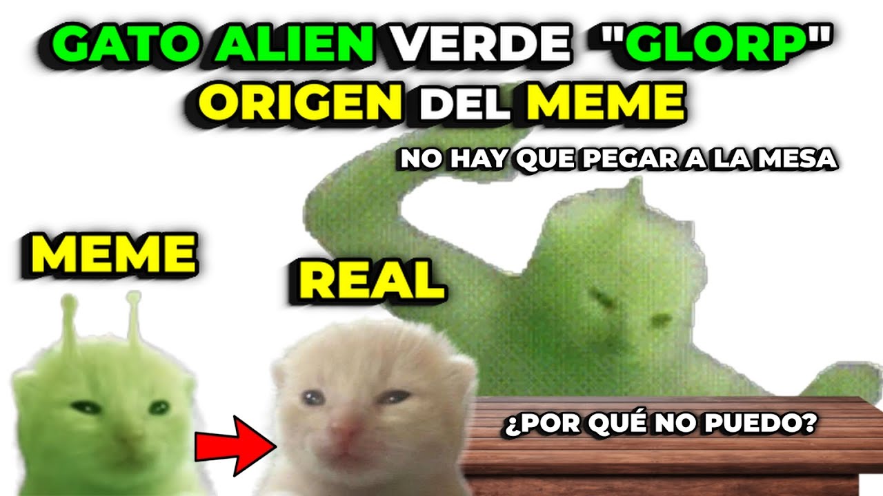 GATO VERDE ALIEN “GLORP” 🐱🛸 | NO HAY QUE PEGAR A LA MESA | ORIGEN del ...