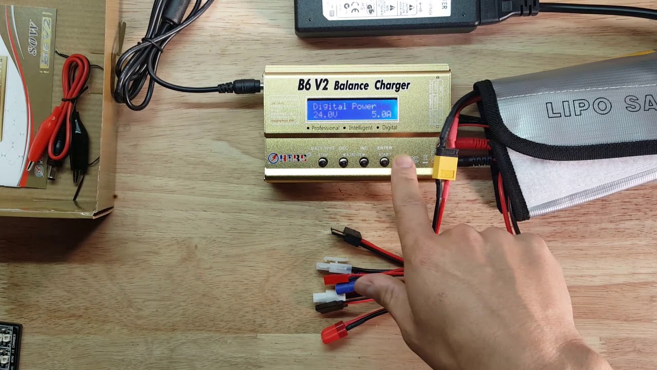 HTRC B6 V2 LiPo Charger Balance Discharger 1S-6S Digital Battery Pack ...