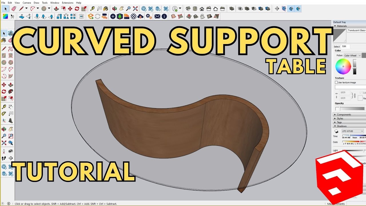 SKETCHUP TUTORIAL HOW TO MAKE A TABLE WITH A CURVED SUPPORT - YouTube