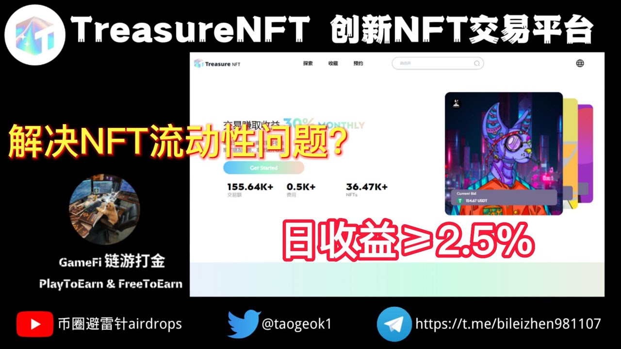 TreasureNFT 创新NFT交易平台 | 解决NFT流动性问题？| 玩家之间博弈，日收益≥2.5% #nft #crypto #gamefi #defi #web3 - YouTube