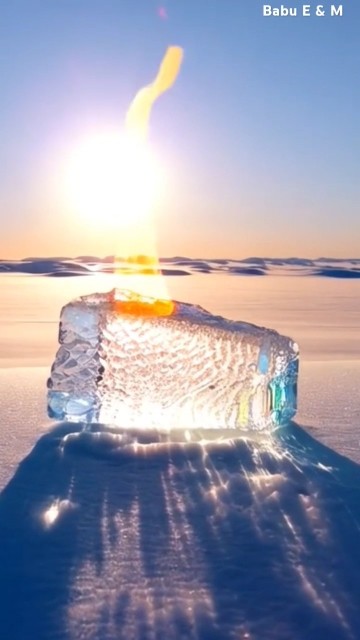 Focus sunlight through ice to ignite fire 🔥an incredible experiment ...