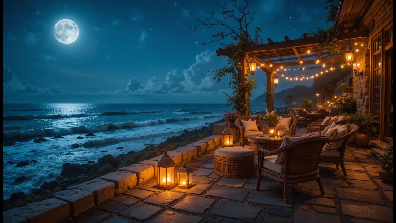 Moonlit Ocean Serenity | Relaxing Night Ambience by the Sea - YouTube