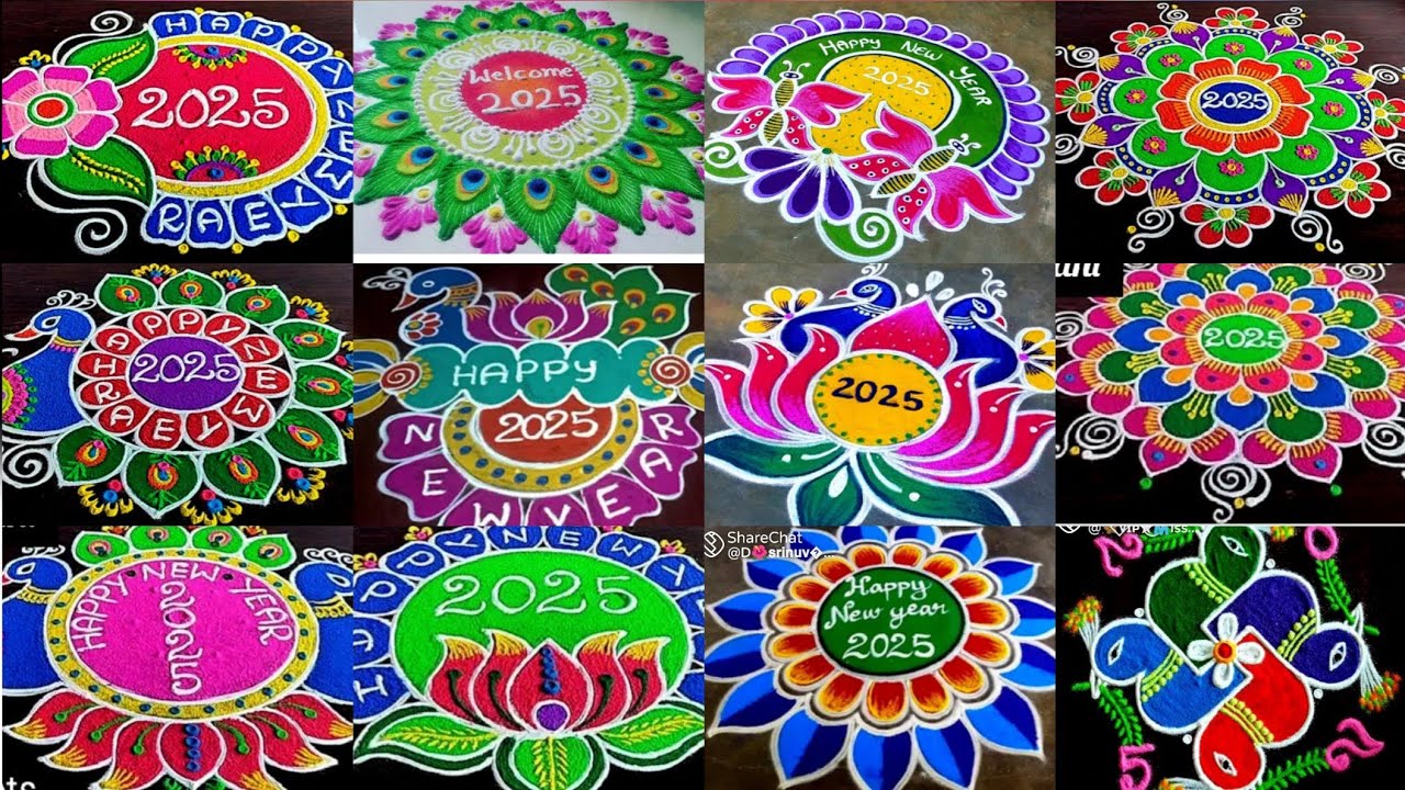 rangoli design new year 2025/muggulu designs 2025/rangoli designs/kolam ...