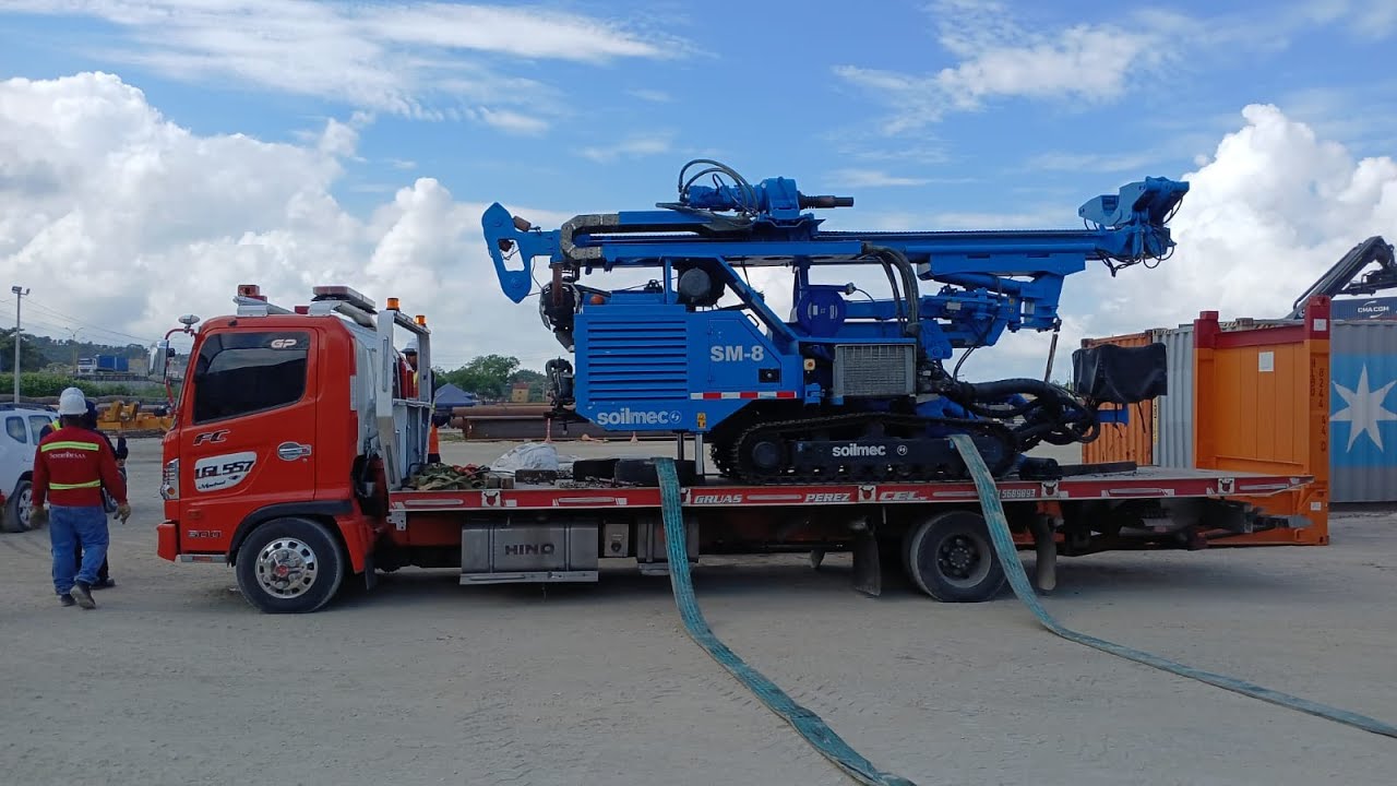 Micropiling rig Soilmec SM8 in Export Process to Guatemala - YouTube
