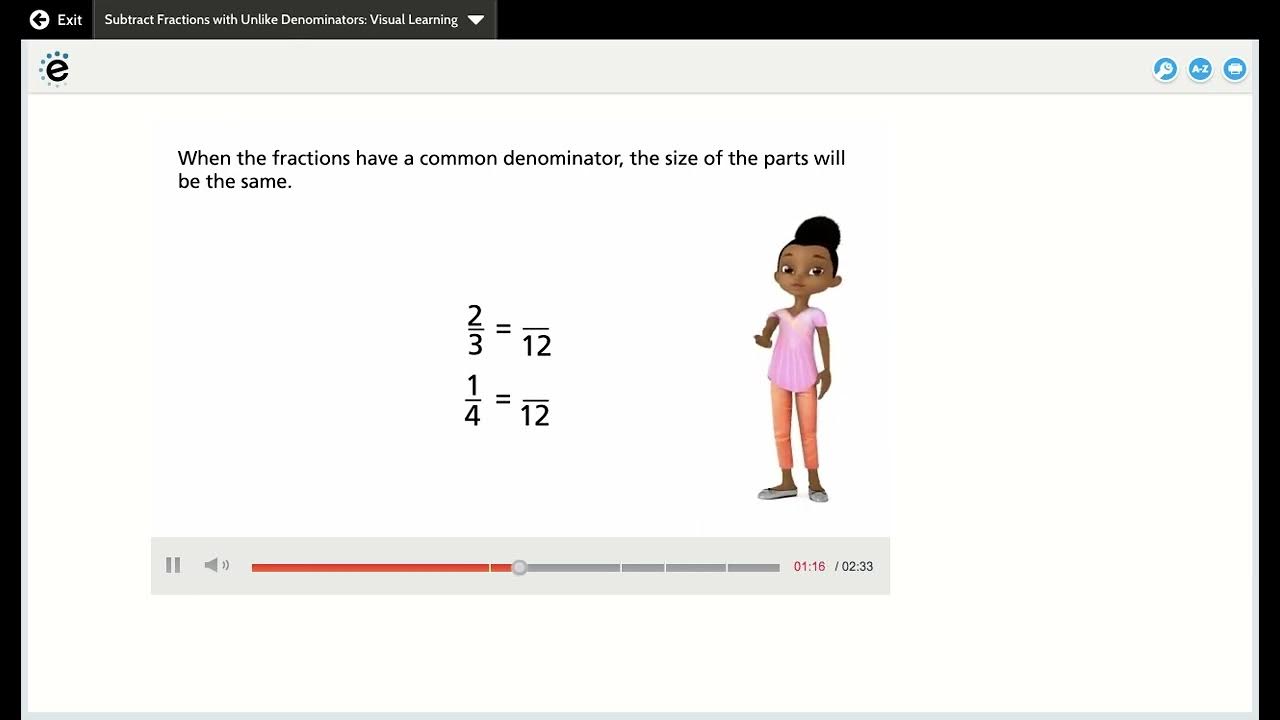 Unit 5: Subtracting Fractions with Unlike Denominators using Visual ...
