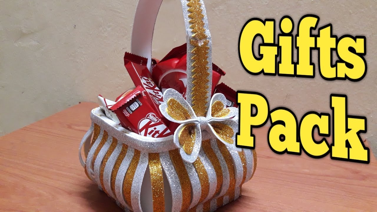 DIY Gift Pack Basket | Glitter basket | Rose Craft - YouTube