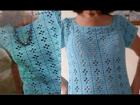 BLUSA TURQUESITA PINTEREST, COMO HACERLA PASO A PASO - YouTube