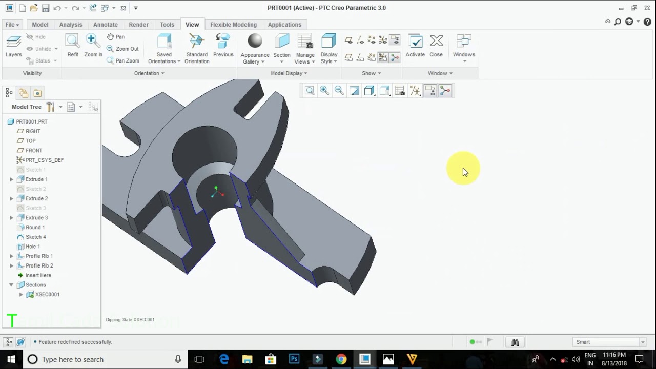 Creo Simple 3D Part Drawing Drafting Tutorial -- Tamil - YouTube