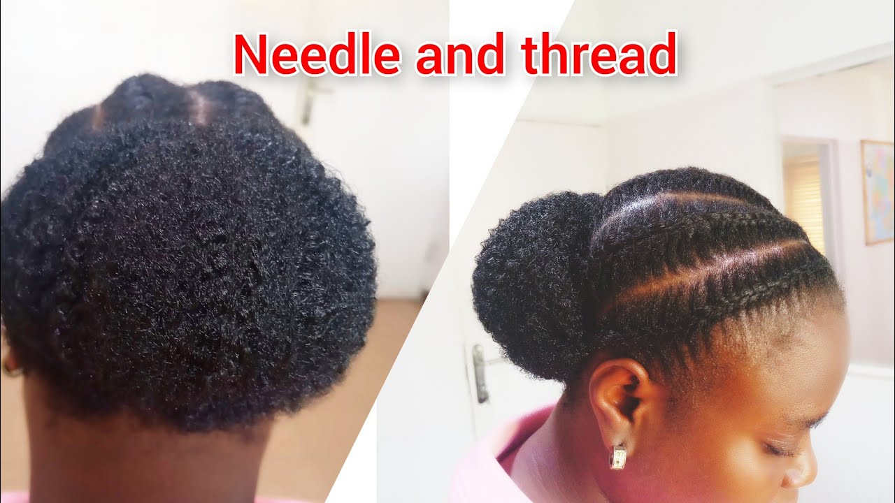 Needle and thread yarn cornrow - YouTube