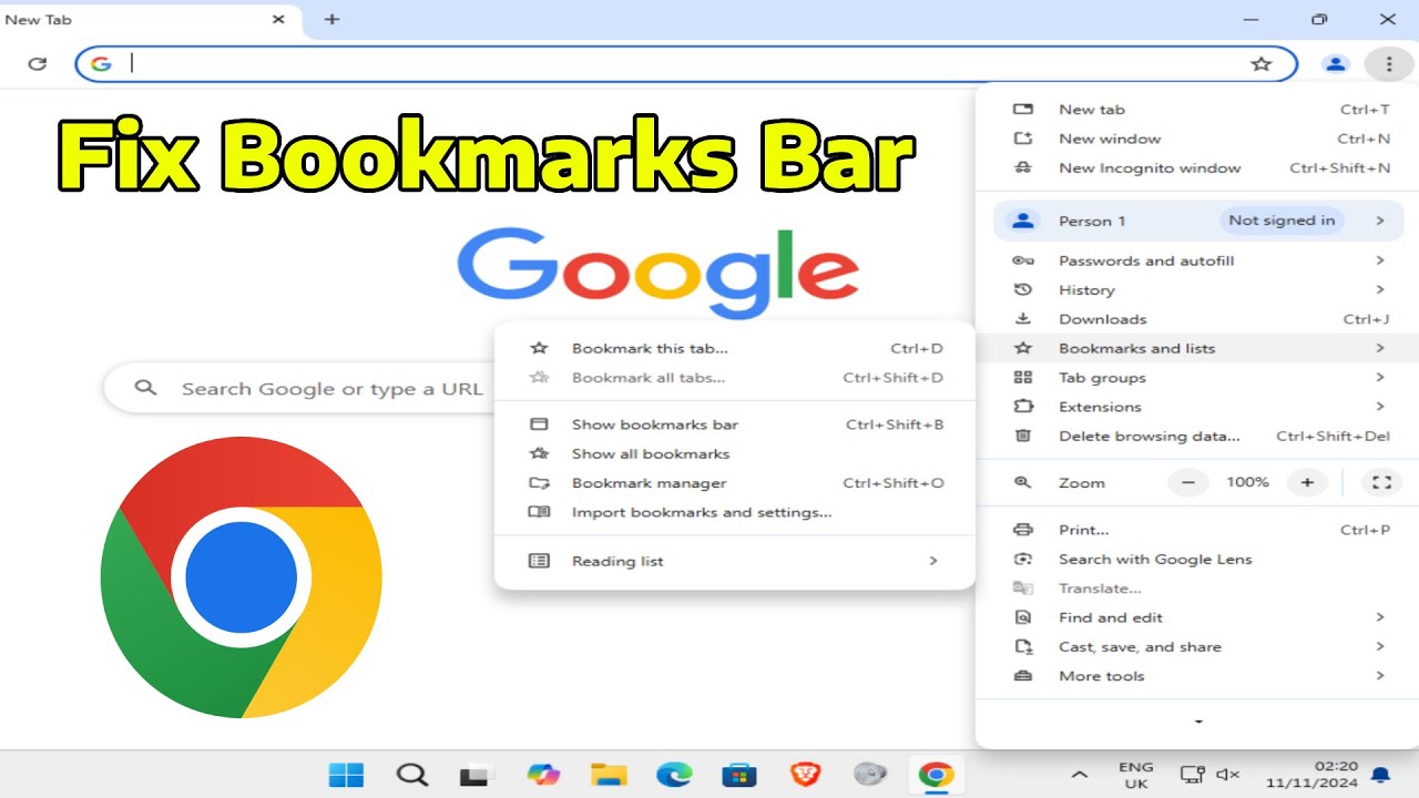 How To Fix Bookmarks Bar Missing in Google Chrome Browser (Restore ...