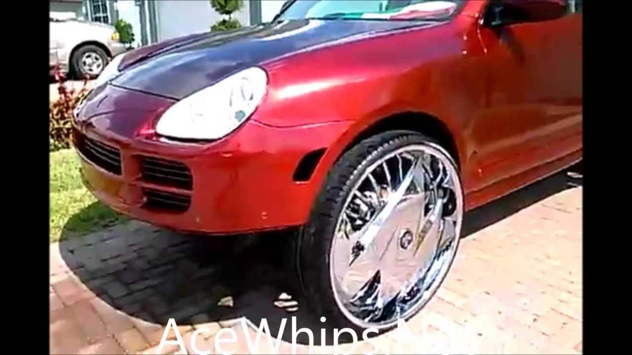 AceWhips.NET- Polk County Candy Red Porsche Cayenne on 30" DUB Zig-Zag ...