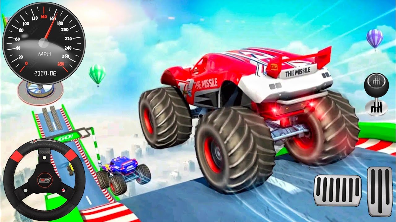 Mega Ramp Monster Truck Stunt Racing Simulator #3 - Monster Car Games ...