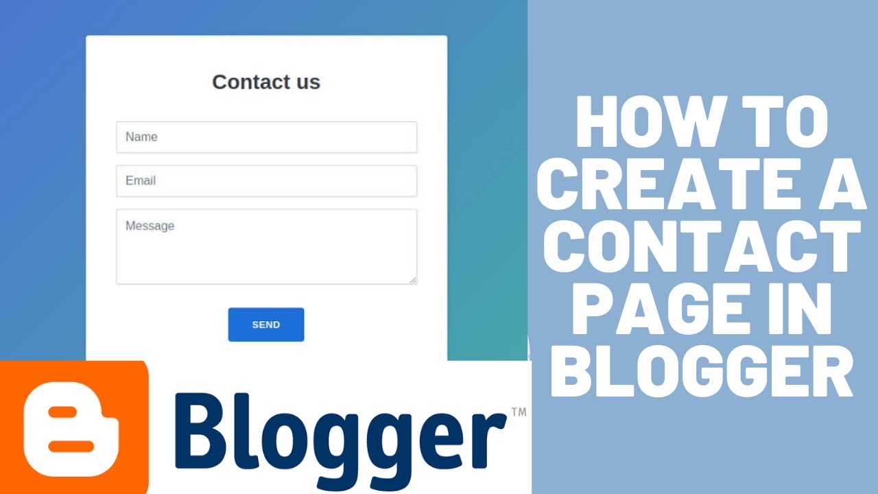 How to create a contact page in blogger. - YouTube