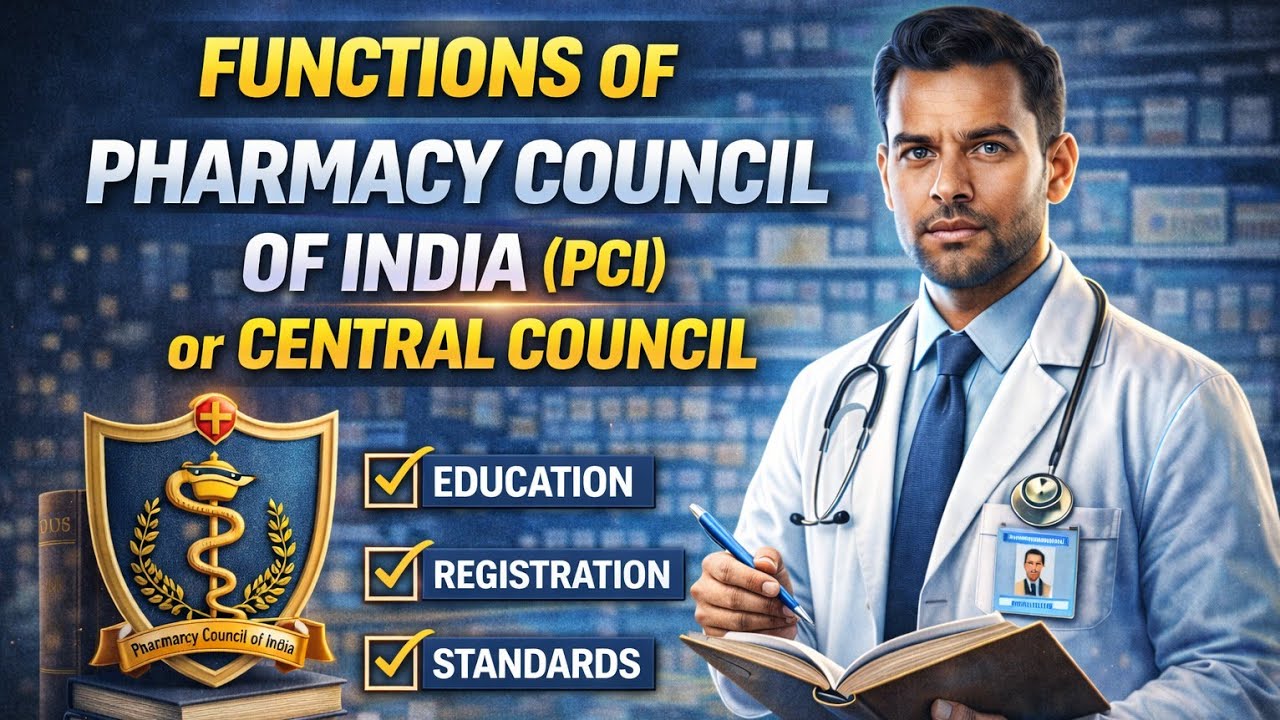 Functions of Pharmacy Council of India (PCI) or Central Council - YouTube
