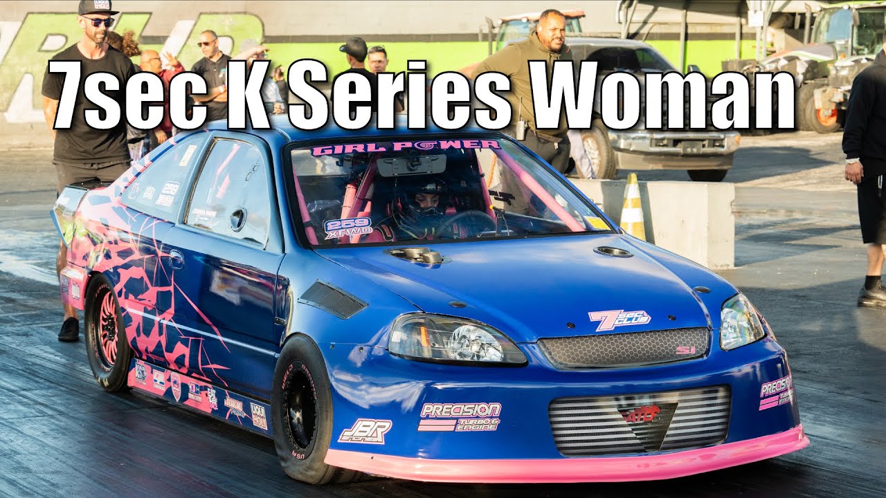 Joanna Marie drives a 7sec xFWD Civic K20 with 1400hp - YouTube