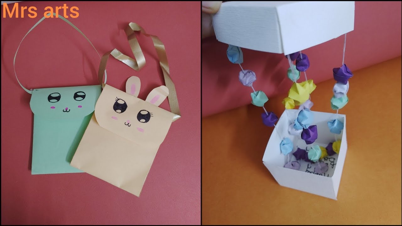 how to make a surprice box and purse with diy paper. - YouTube