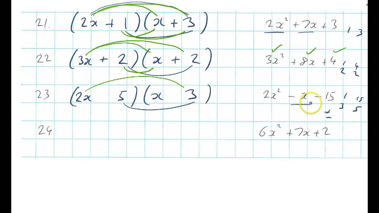 multiply out and factorise Q21 24 - YouTube