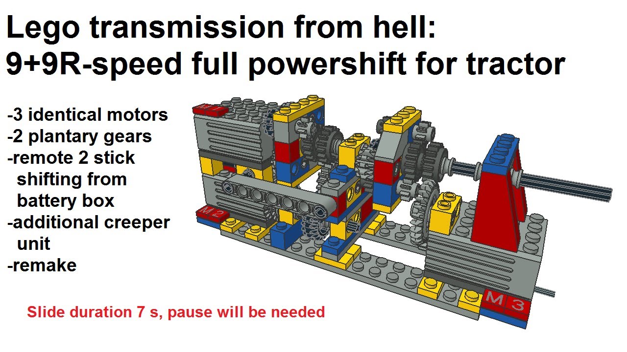 Lego 9+9R-speed full powershift tractor transmission - YouTube