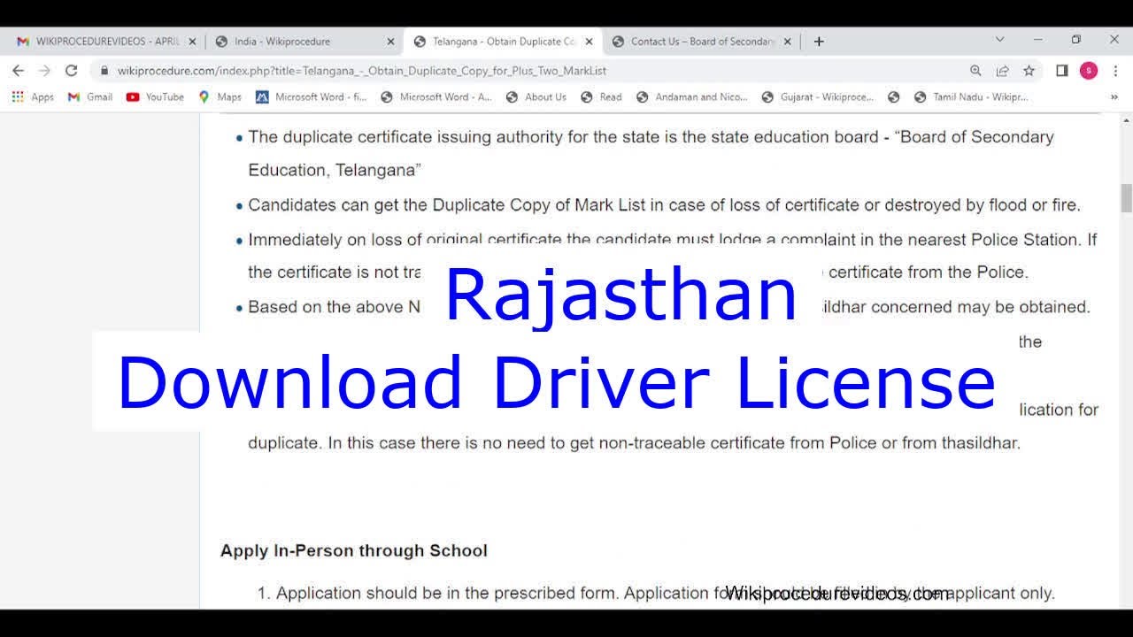 Rajasthan - Download or View Driver License (Online) - YouTube