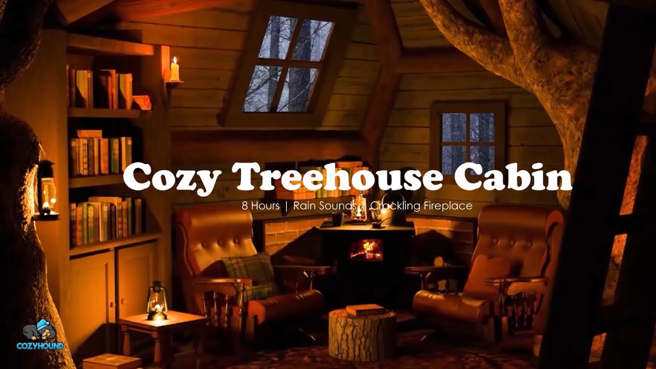 Cozy Treehouse Cabin┃8 hours of relaxing rain sounds for sleep ...