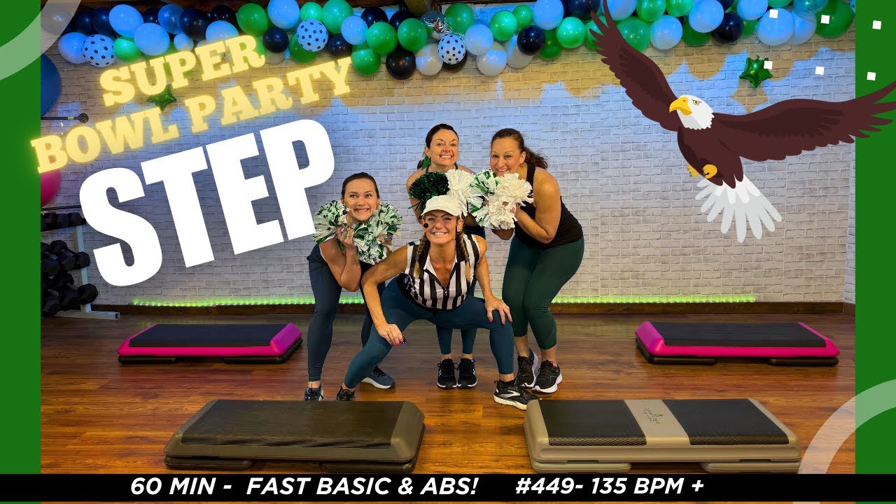 Step Aerobics Workout - 60 Min FAST Basic Step Class #449 -Super Bowl ...