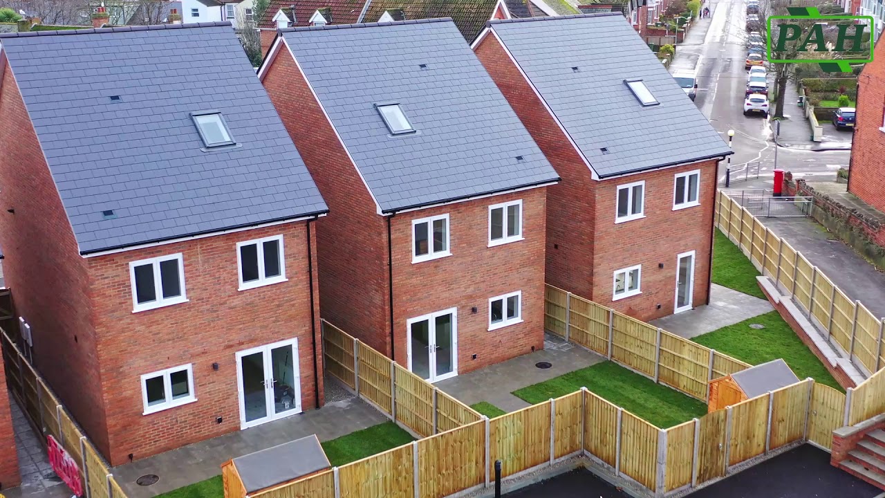 Drone footage of new 9 house development - YouTube