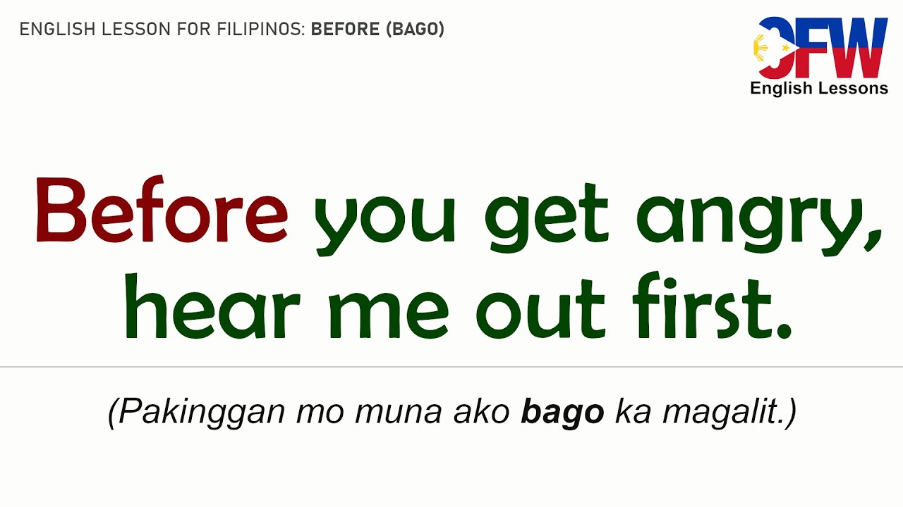 BEFORE (BAGO) in a Sentence | OFW English Lessons | Mag-aral Mag ...