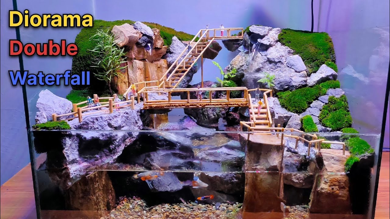 Cara membuat Dobel waterfall paludarium | how to make a double ...