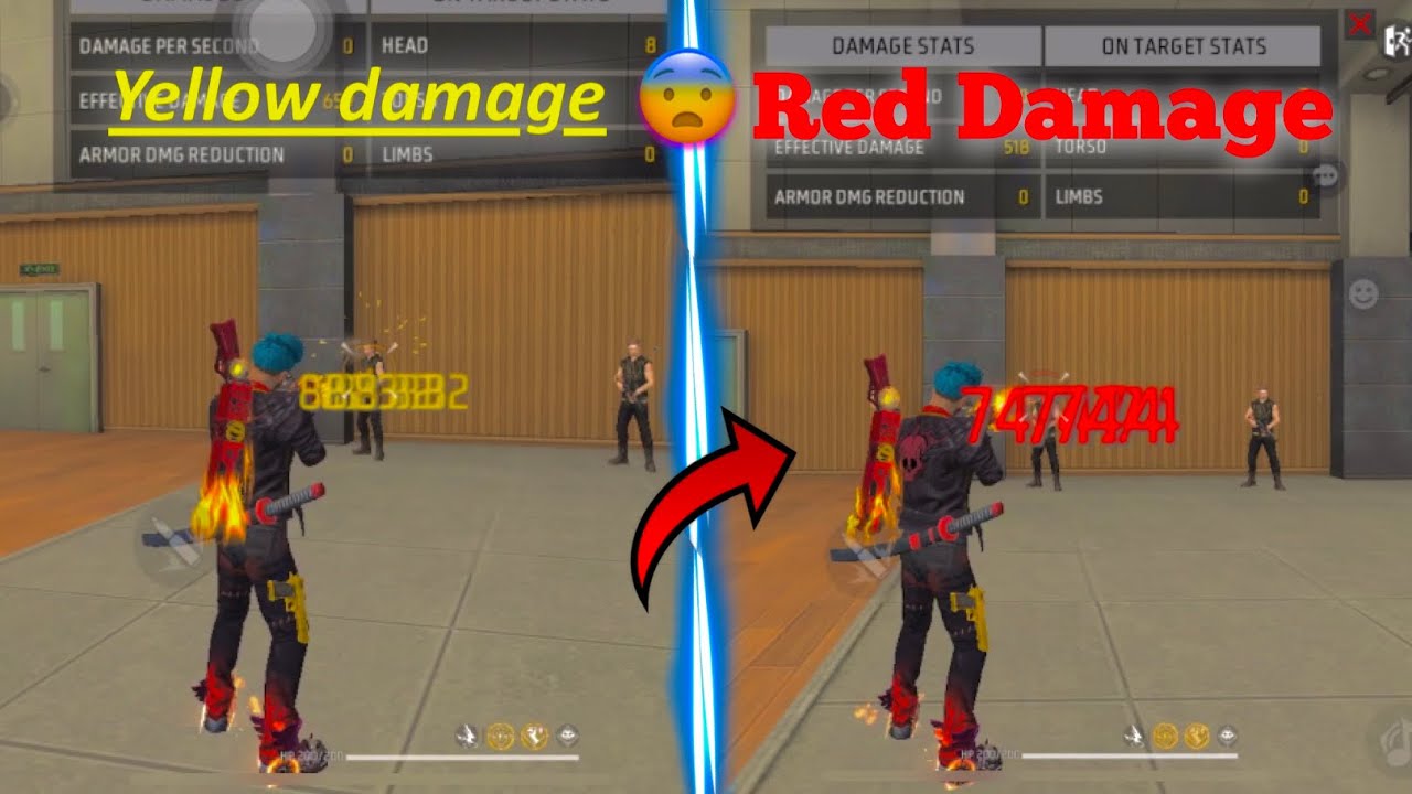how to red damage in free fire max | free fire red number damage kaise ...
