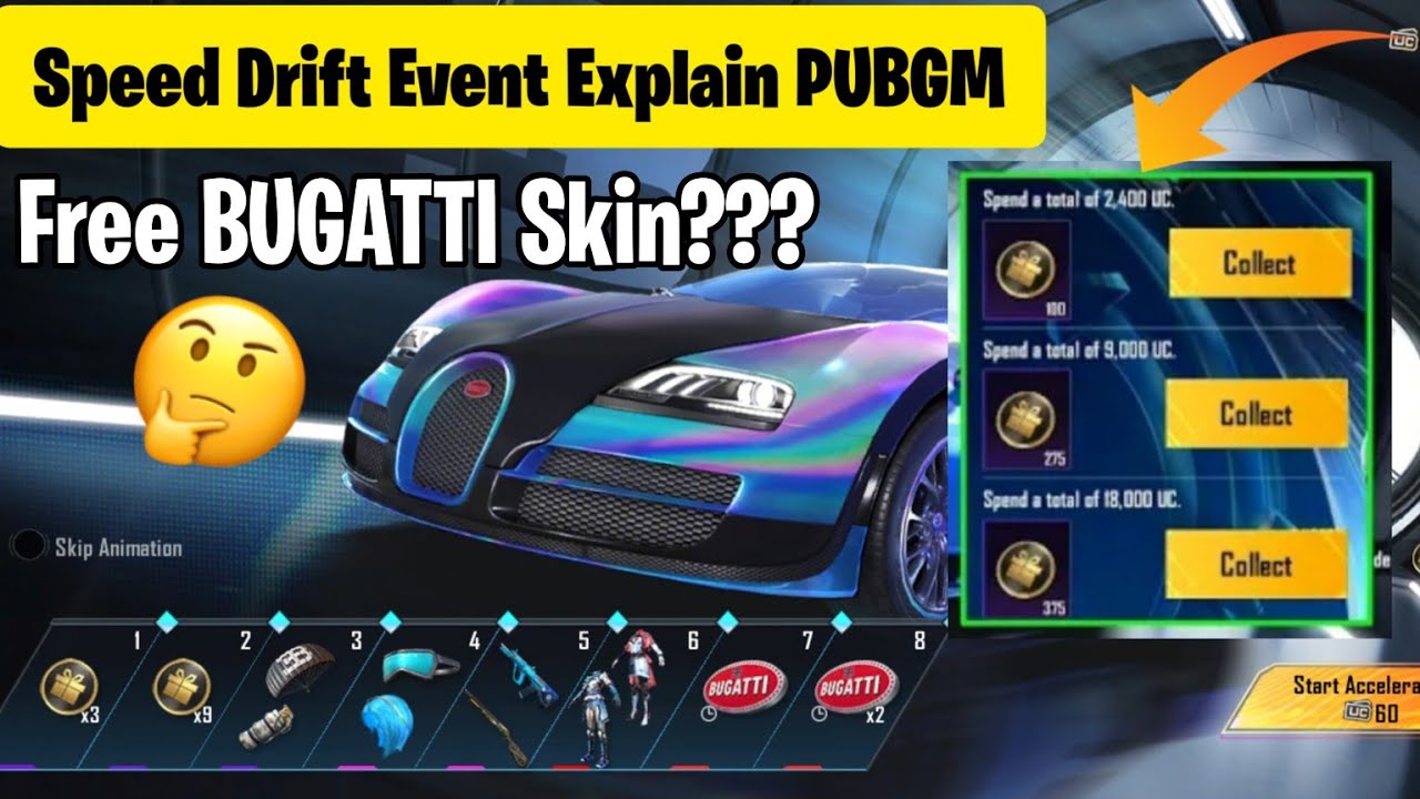 Speed Drift Event Explain | Bugatti Skin | Super Cars PUBG MOBILE - YouTube