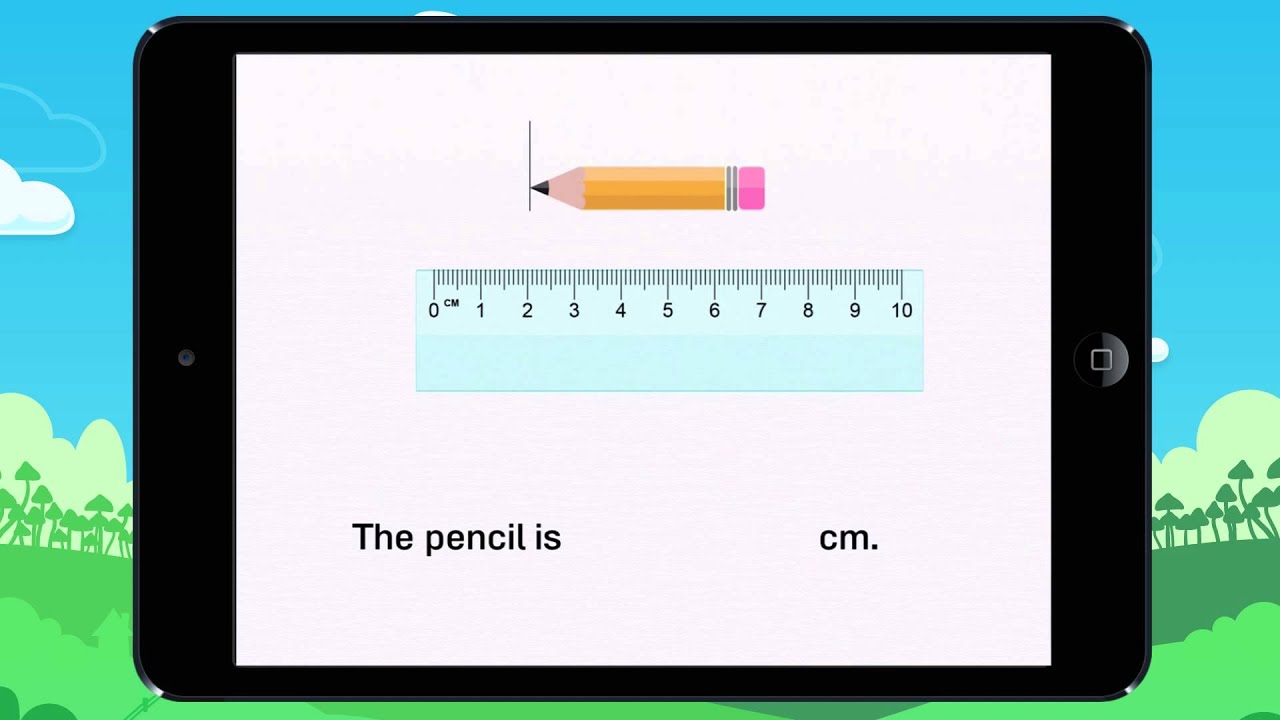 Measuring the length of pencils with a ruler. Example 2 - YouTube