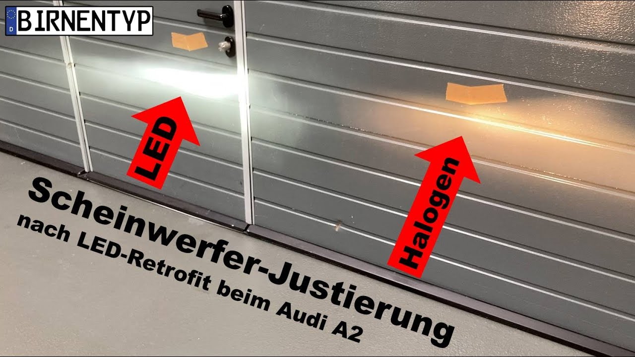 Scheinwerfereinstellung am Audi A2 mit LED - H7 - Retrofit - YouTube